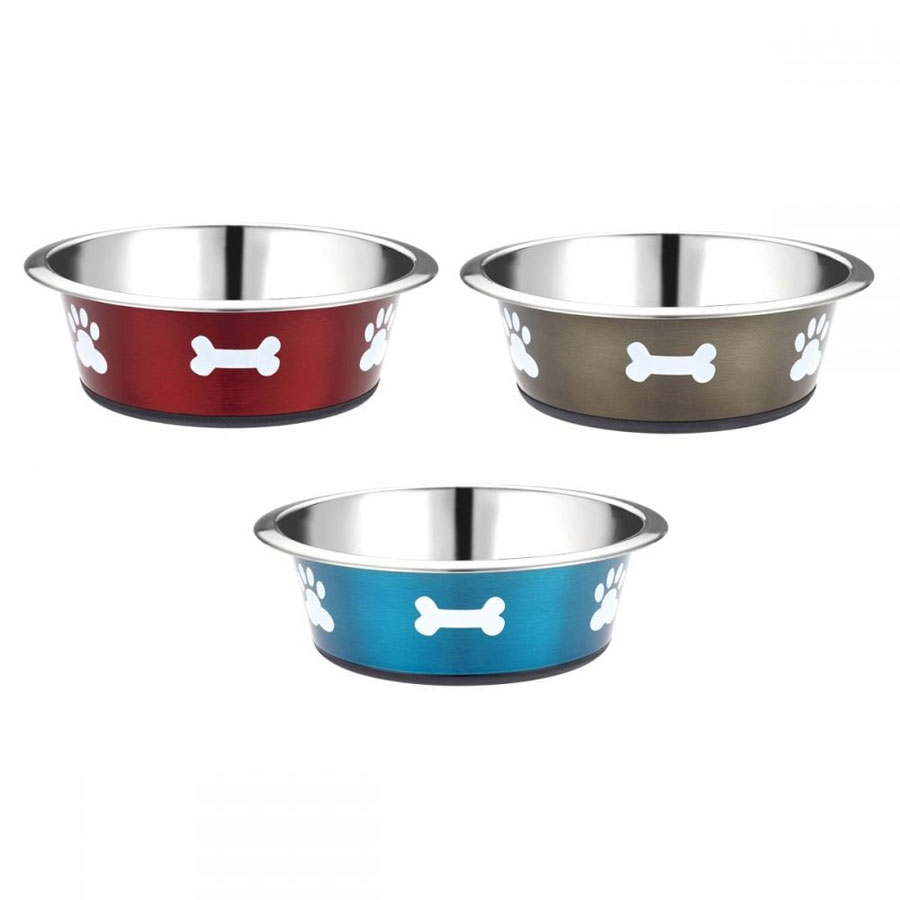 Classic Posh Paws Dog Bowl Assorted Colours - Rookes Pet Products
